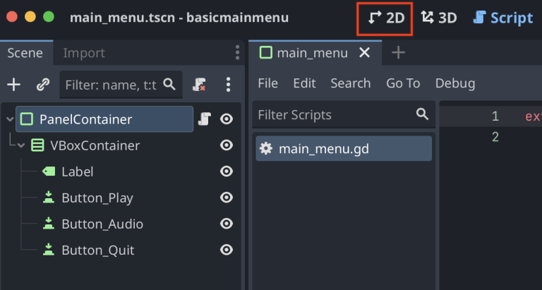 How to Create a Basic Main Menu in Godot - Blue Robot Guru